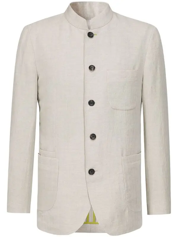 Shanghai Tang Off-white Wool-flax Blend Blazer