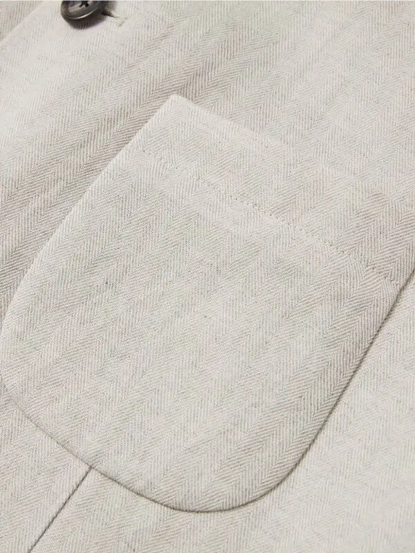 Shanghai Tang Off-white Wool-flax Blend Blazer