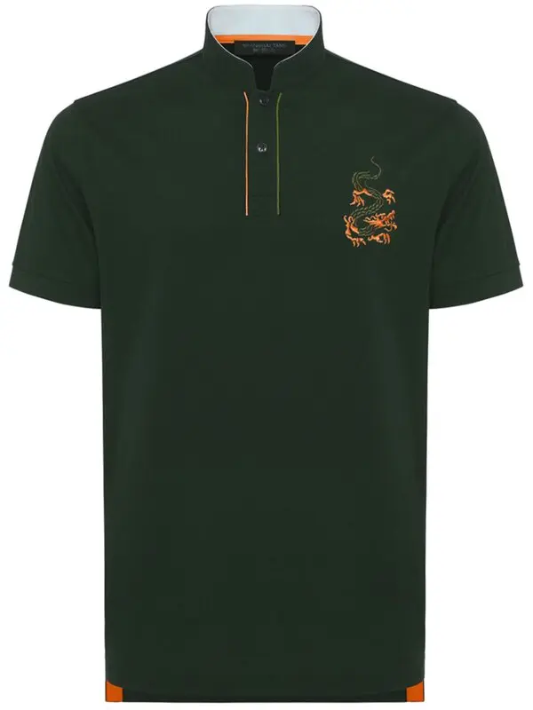 Shanghai Tang Dragon-embroidery Cotton Polo Shirt - Green