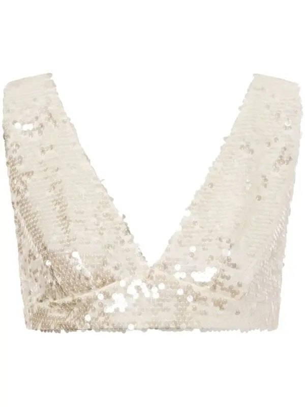 Philosophy Di Lorenzo Serafini Sequin Cropped Top - White