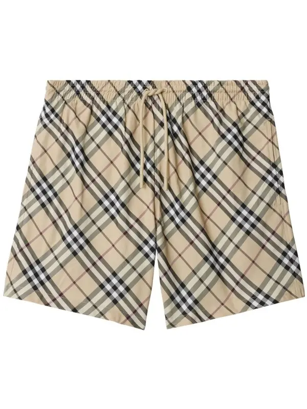 Burberry Checked Swim Shorts - Neutrals