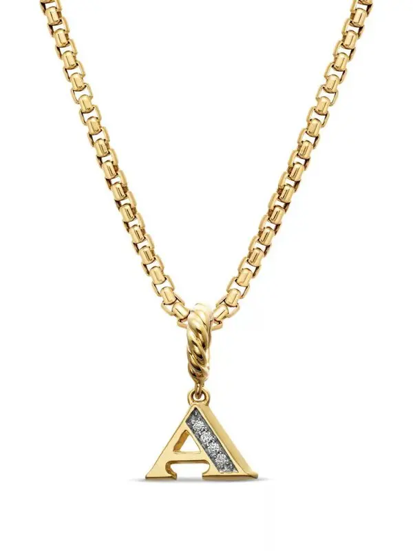 David Yurman 18kt Yellow Pavé Initial Pendant - Gold