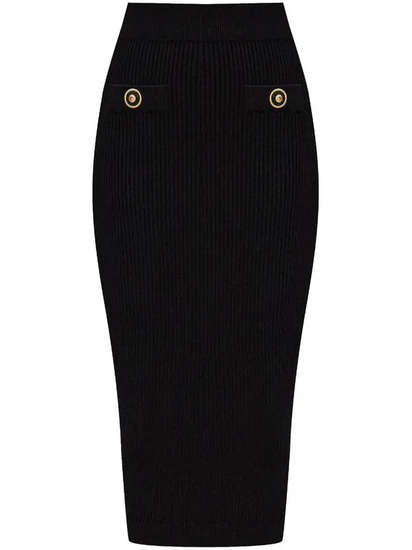 Balmain Ribbed Midi Skirt