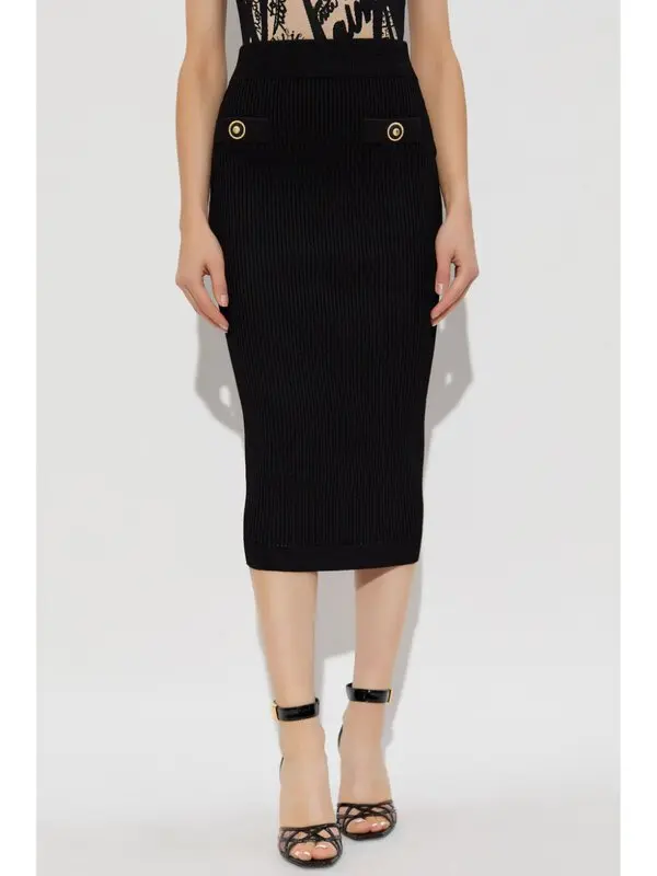 Balmain Ribbed Midi Skirt