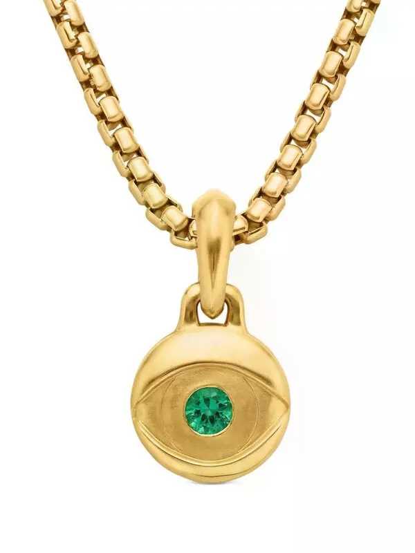 David Yurman 18kt Yellow Evil Eye Emerald Amulet - Gold