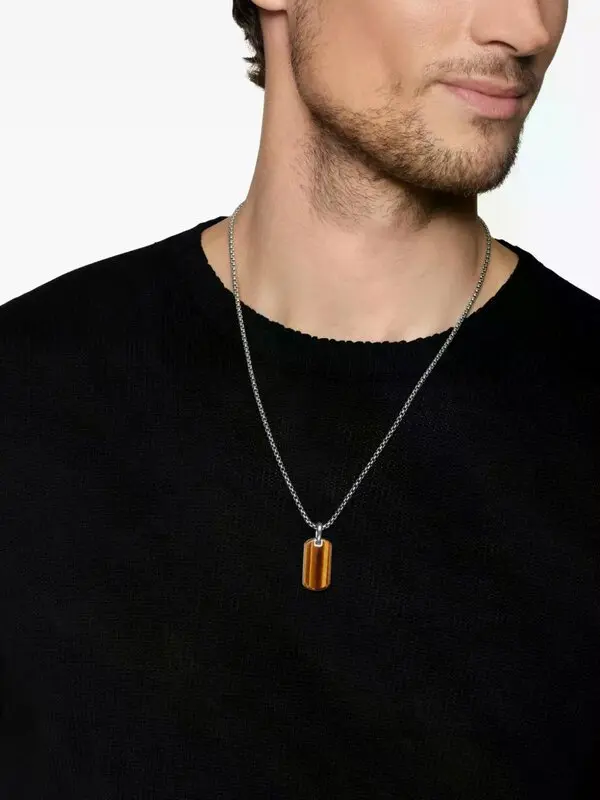 David Yurman Sterling Tiger Eye Tag