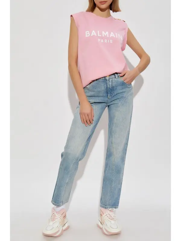 Balmain Logo-print Tank Top - Pink