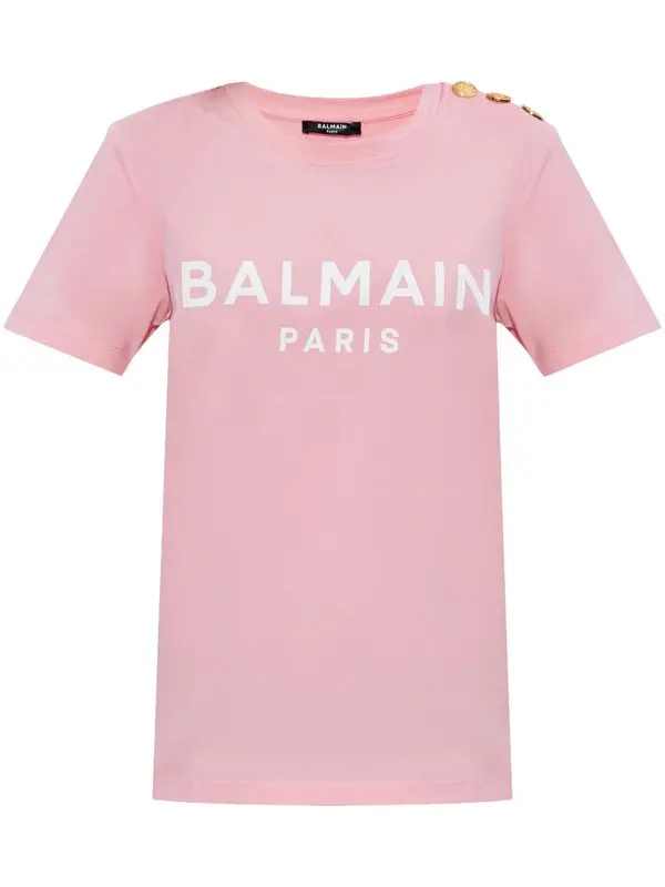 Balmain Logo-print Cotton T-shirt - Pink