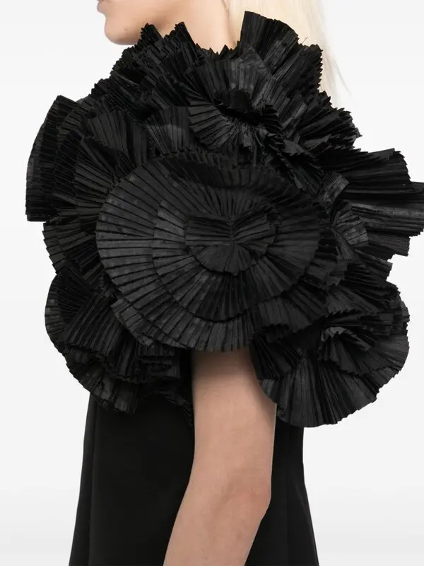 black print midi dress Prim Pleated Midi Dress - Black Floral Print main image 1