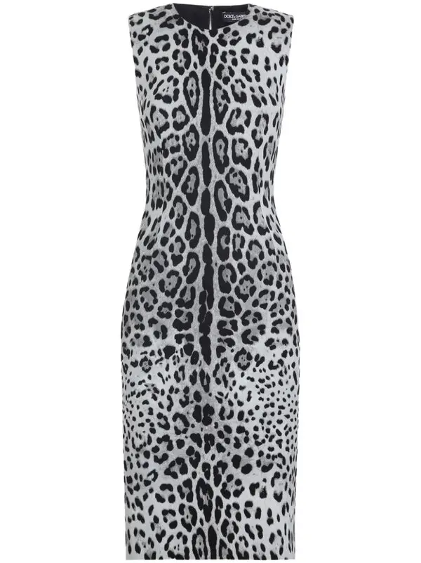 Dolce & Gabbana Animal-print Midi Dress - White