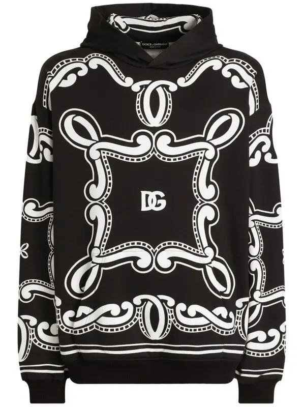 Dolce & Gabbana Bandana-print Hoodie - Black