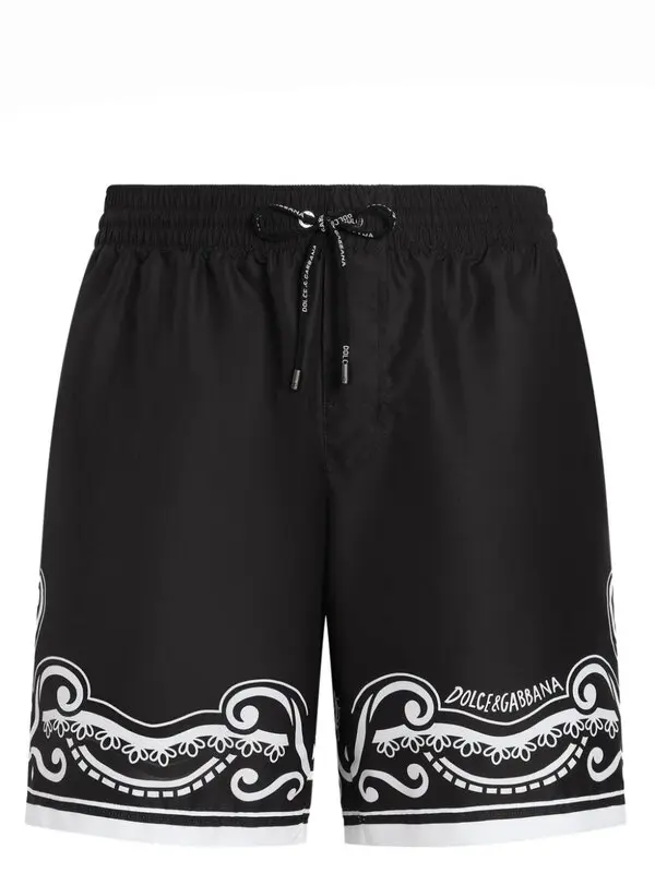 Dolce & Gabbana Bandanna-print Mid-length Swim Shorts - Black