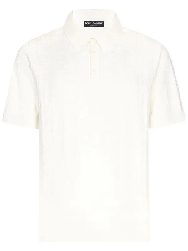 Dolce & Gabbana Monogram-jacquard Silk Polo Shirt - White