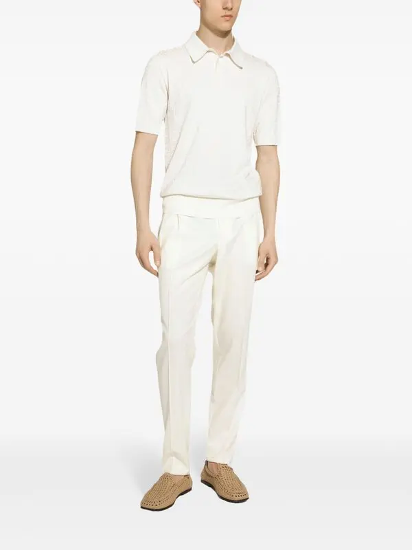 Dolce & Gabbana Monogram-jacquard Silk Polo Shirt - White