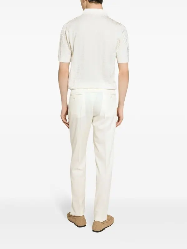 Dolce & Gabbana Monogram-jacquard Silk Polo Shirt - White