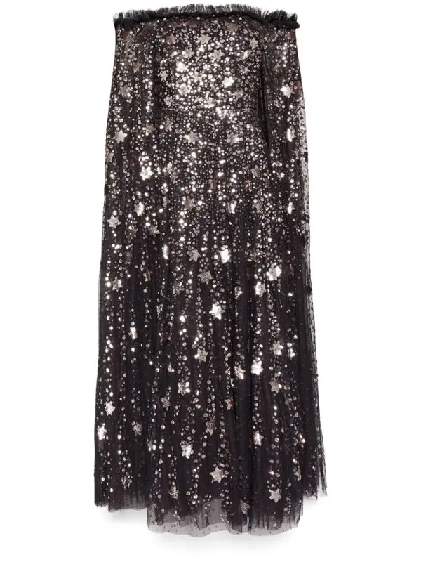NEEDLE & THREAD Shooting Stars Ankle Dress - Black