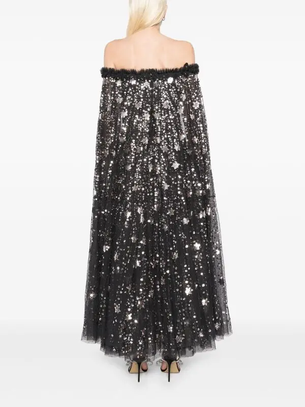 NEEDLE & THREAD Shooting Stars Ankle Dress - Black