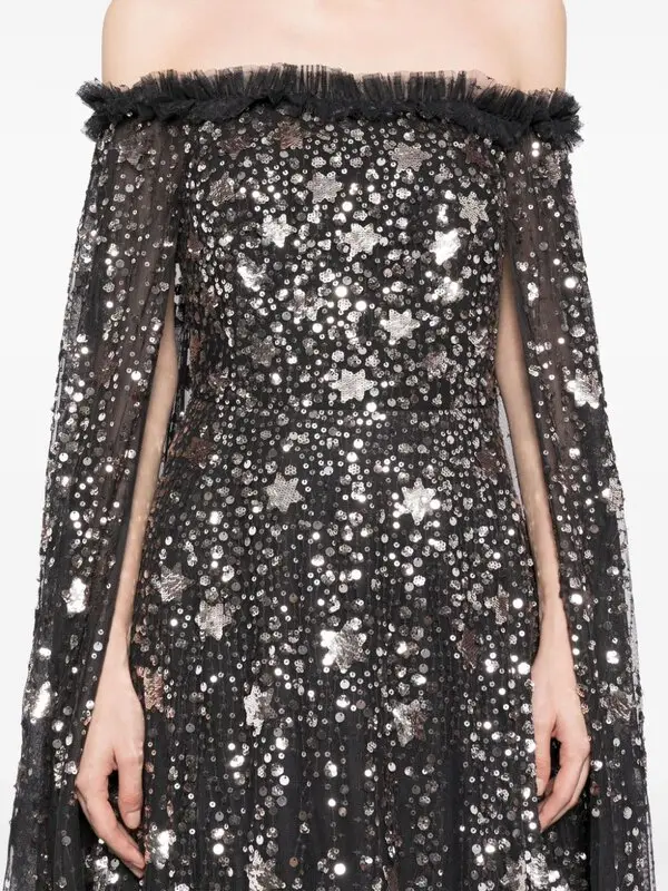 NEEDLE & THREAD Shooting Stars Ankle Dress - Black