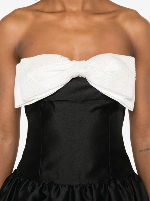self portrait black taffeta bow mini dress self-portrait - Black Knit Bow Mini Dress