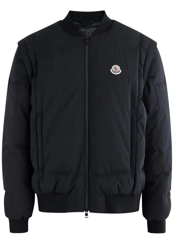 Moncler Taku Logo Padded Bomber Jacket - Navy