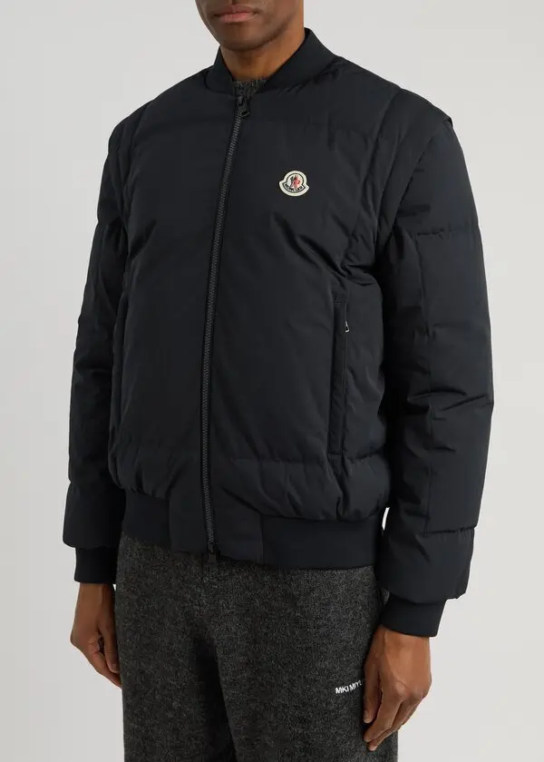 Moncler Taku Logo Padded Bomber Jacket - Navy