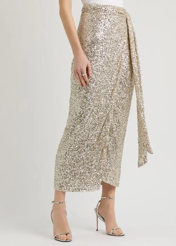 slim fit dress slacks Pink Sequin Dorris Skirt