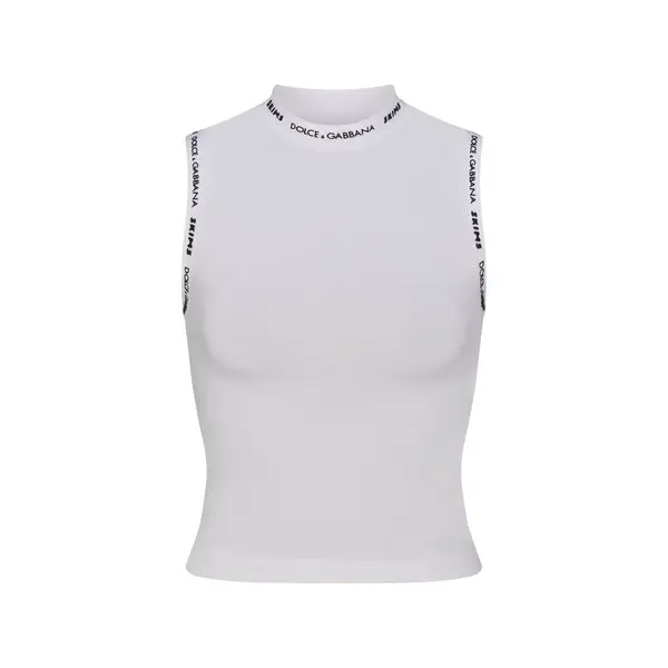 Skims Cotton Jersey Mock Neck Tank - Snow | Editorialist