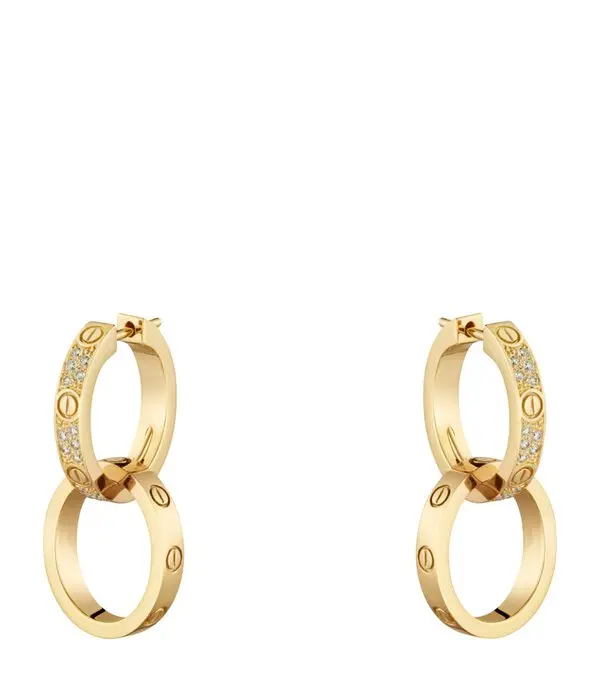 Cartier Yellow And Diamond Love Double Hoop Earrings - Gold