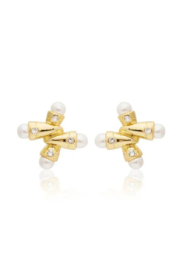 KENNETH JAY LANE Crystal X Stud Earrings - Gold