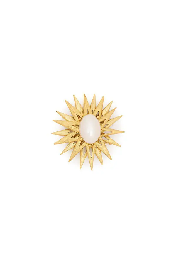 KENNETH JAY LANE Pearl Center Starburst Pin - Gold