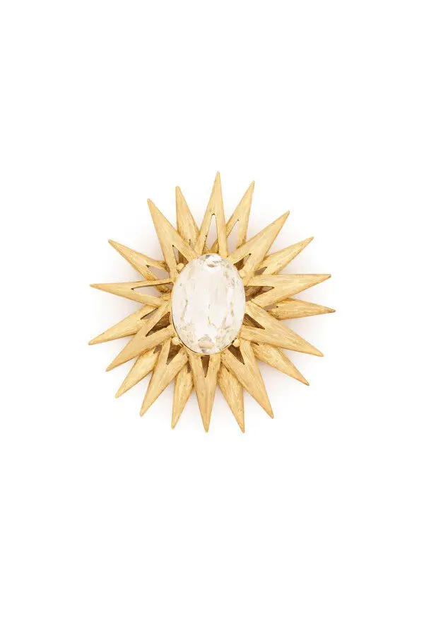 KENNETH JAY LANE Crystal Starburst Pin - Gold