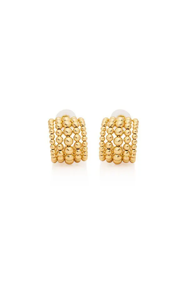 KENNETH JAY LANE Beaded Hoop Earrings - Gold