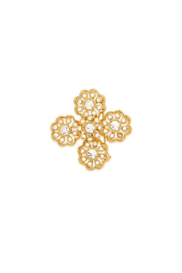 KENNETH JAY LANE Flower Cluster Pin - Gold
