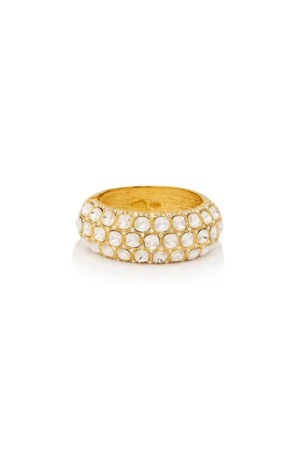 KENNETH JAY LANE Crystal Square Domed Bracelet - Gold