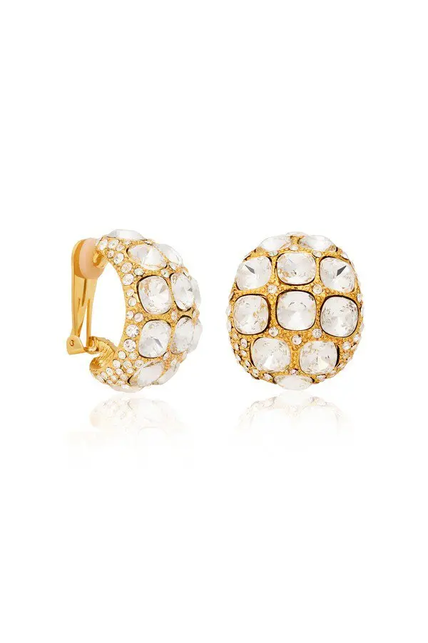 KENNETH JAY LANE Crystal Square Hoop Clip-on Earrings