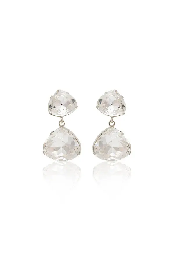 KENNETH JAY LANE Crystal Drop Clip Earrings - Natural