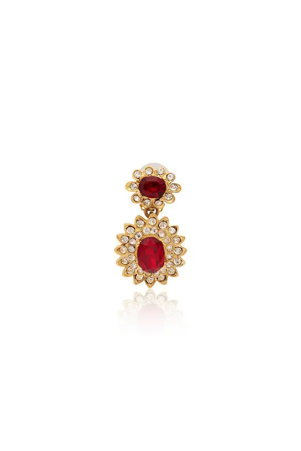 KENNETH JAY LANE Ruby Gemstone Clip On Earrings