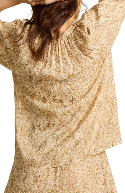 Tommy Bahama Metallic Snakeskin Print Peasant Top