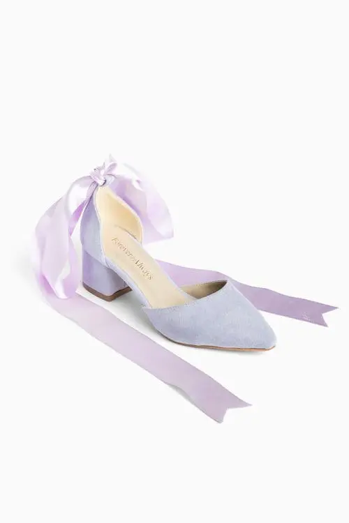 FOREVER & ALWAYS SHOES Fiona Low Block Heels - Lilac Suede