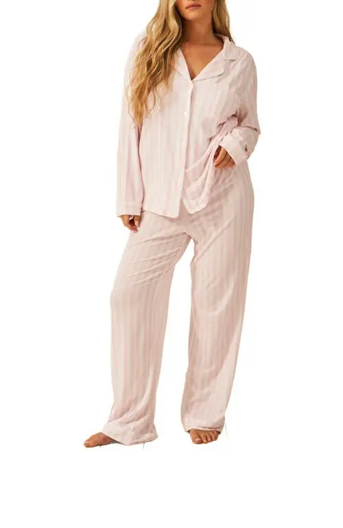STRIPE & STARE Long Pyjama Set - Pale Pink Stripe