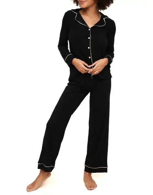 ADORE ME Matilda Long Sleeve Top & Pants Pajama Set - Black