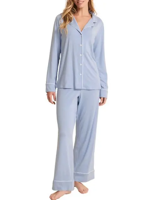 ADORE ME Matilda Long Sleeve Top & Pants Pajama Set - Medium Blue