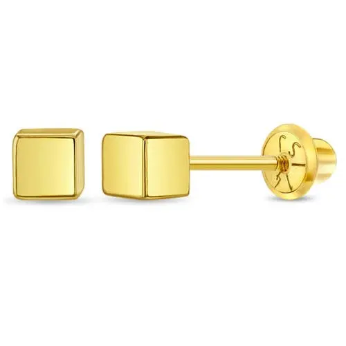 IN SEASON JEWELRY 14k Yellow Cubed Stud Earrings - Gold