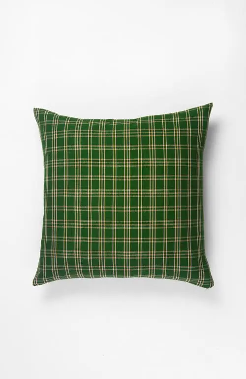 ARCHIVE NEW YORK Chiapas Handwoven Cotton Throw Pillow - Forest Green Plaid