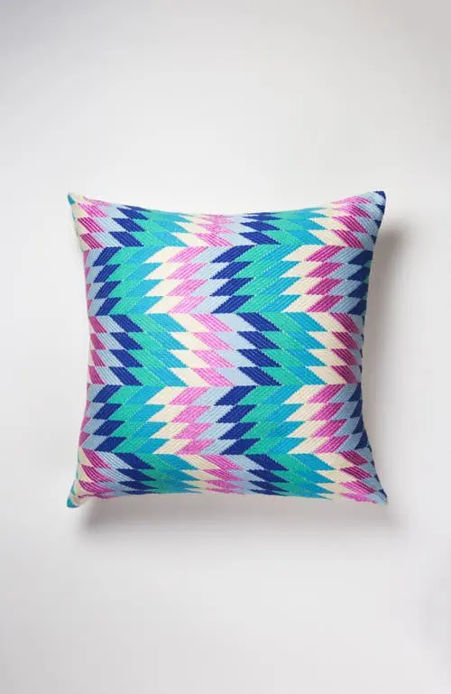 ARCHIVE NEW YORK Almolonga Diamond Handwoven Brocade Cotton Throw Pillow - Blue