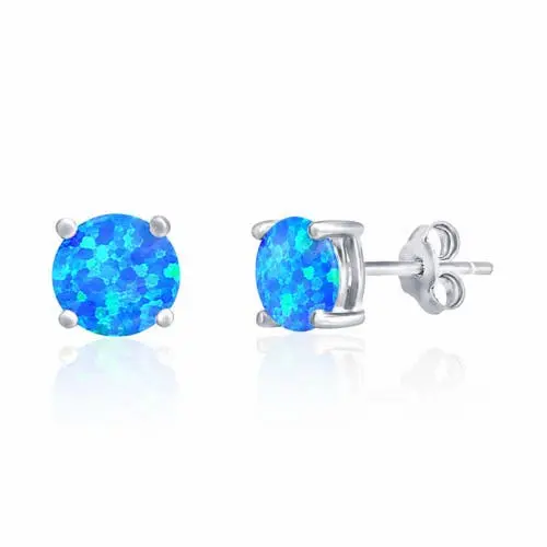 DONATELLO GIAN Name Sterling Silver Opal Stud Earrings - Blue