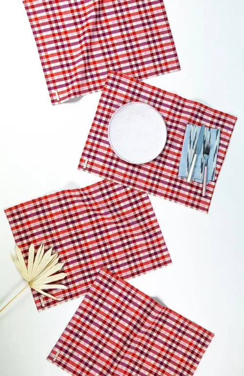 ARCHIVE NEW YORK Noel Plaid Cotton Placemats - Red