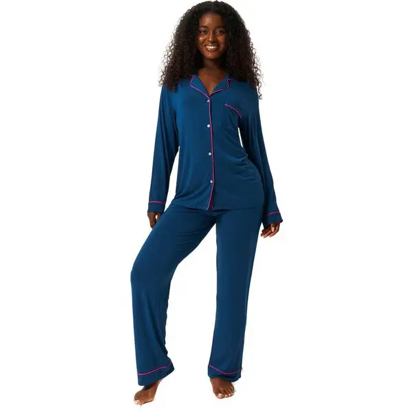 STRIPE & STARE Long Pyjama Set - Midnight & Raspberry