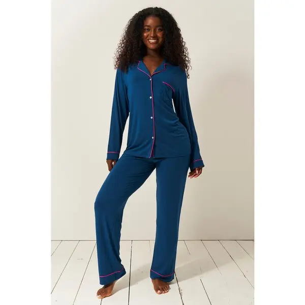 STRIPE & STARE Long Pyjama Set - Midnight & Raspberry