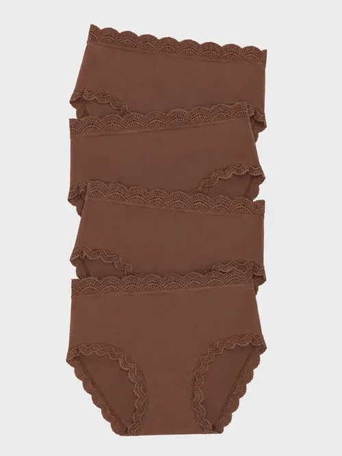 STRIPE & STARE High Rise Knicker Four Pack - Chocolate